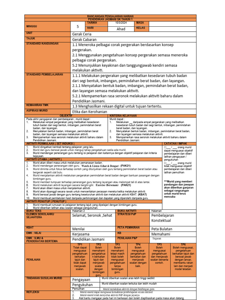 M5 RPH PJ THN 1 2024-2025 | PDF