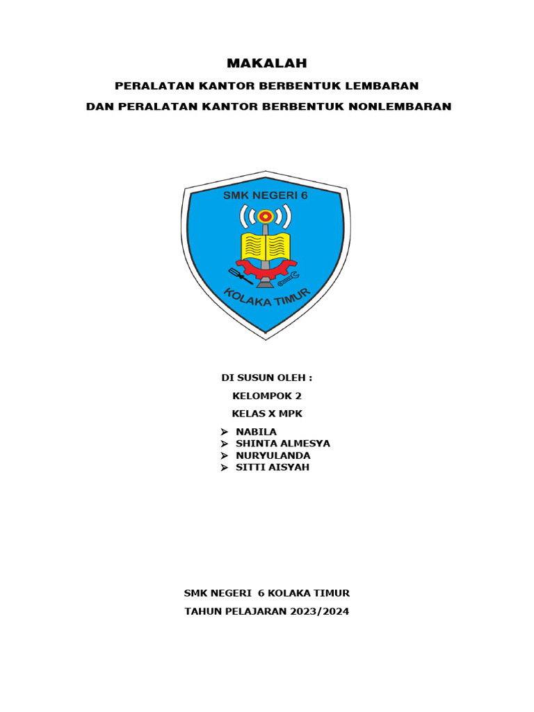 Tugas Makalah Mesin Jilid Kertas SMK 2024 | PDF