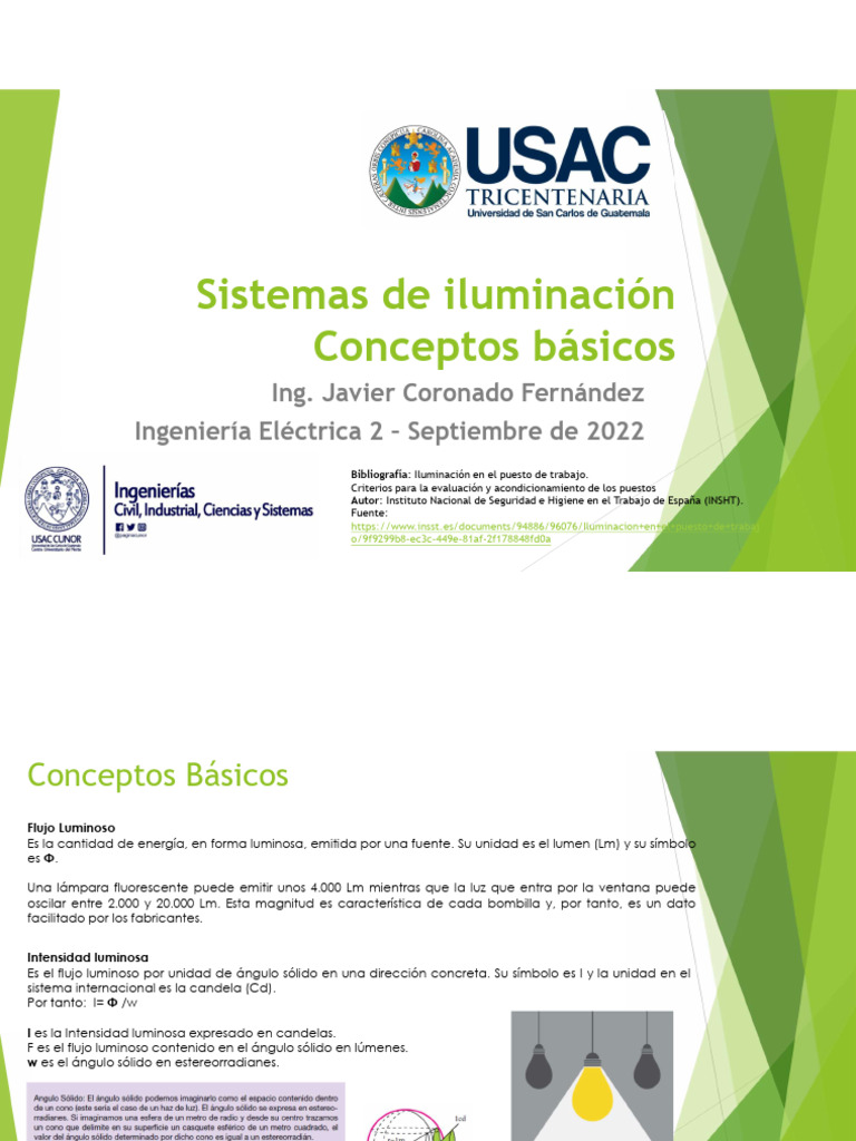 Conceptos Básicos de Iluminación Ingenieria Electrica Usac | PDF | Encendiendo | Diodo emisor de luz