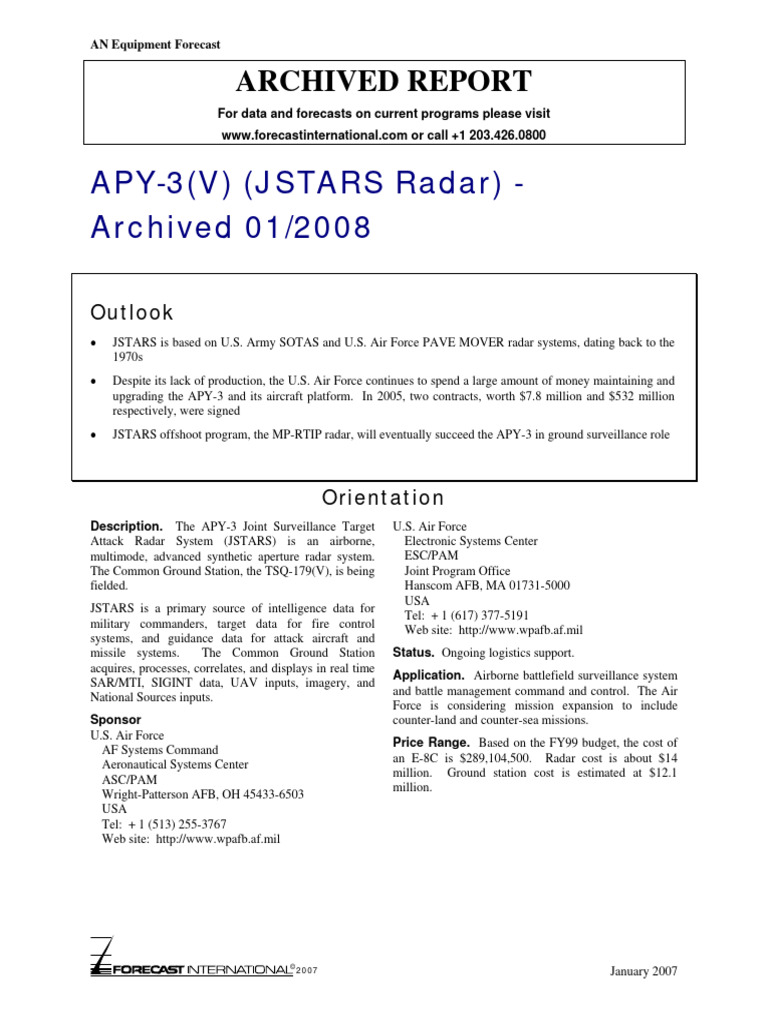 EAN130A1 - APY-3 V JSTARS Radar | PDF | Computers