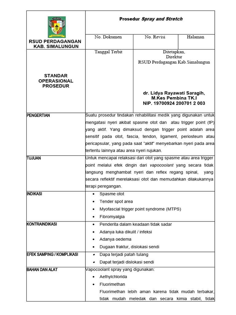 SOP Prosedur Spray and Stretch | PDF