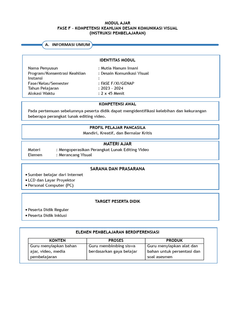 MODUL AJAR DKV | PDF