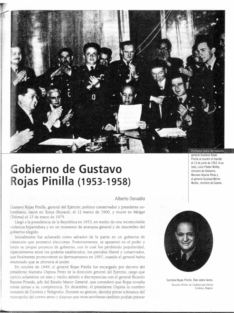 Alberto Donadío - Gobierno de Gustavo Rojas Pinilla (1953-1958) | PDF ...