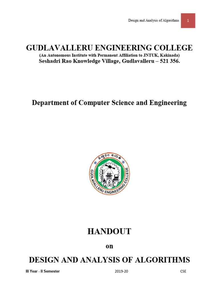 Unit I Daa LM Cse | PDF | Control Flow | Algorithms Unit I Daa LM Cse | PDF | Control Flow | Algorithms