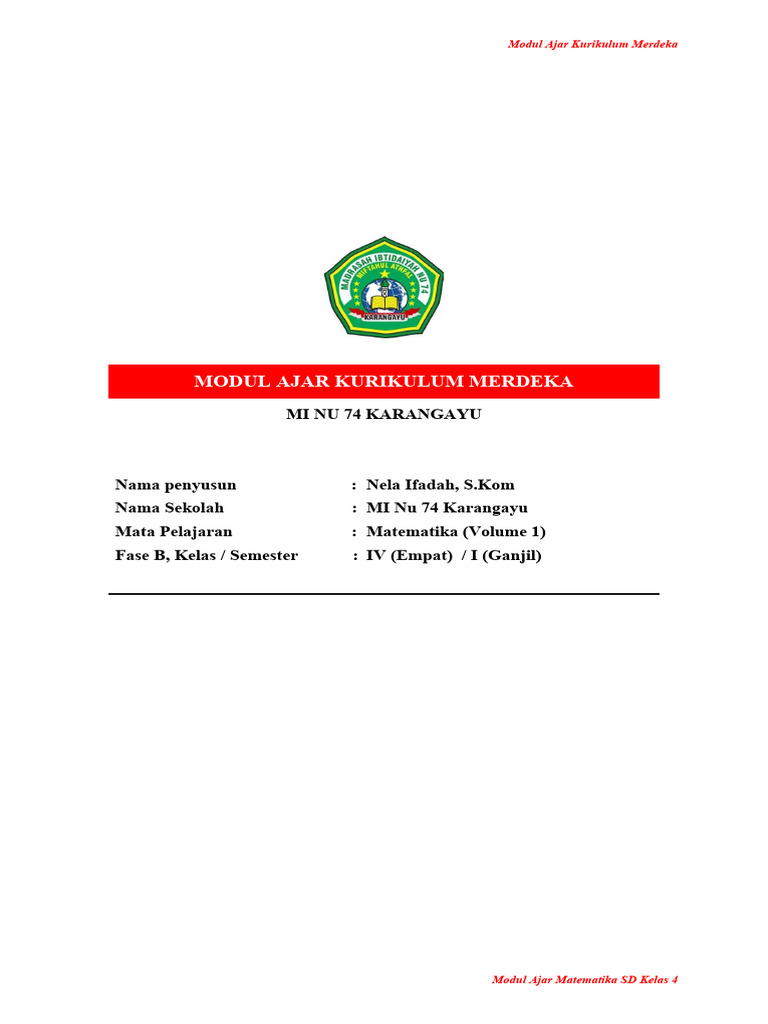 Unit 1 - MA Matematika Kls 4 | PDF