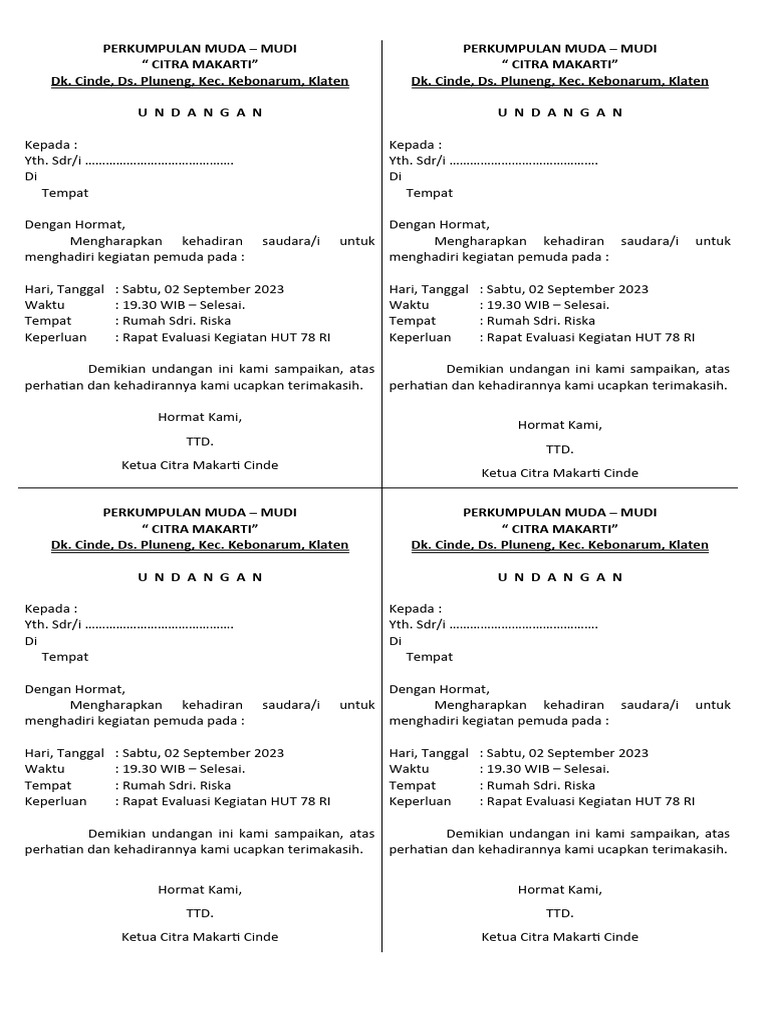 Undangan Muda - Mudi | PDF