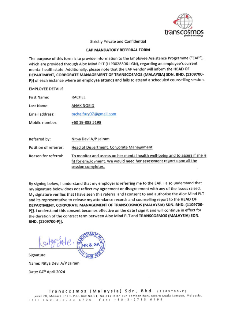 EAP Mandatory Referral | PDF