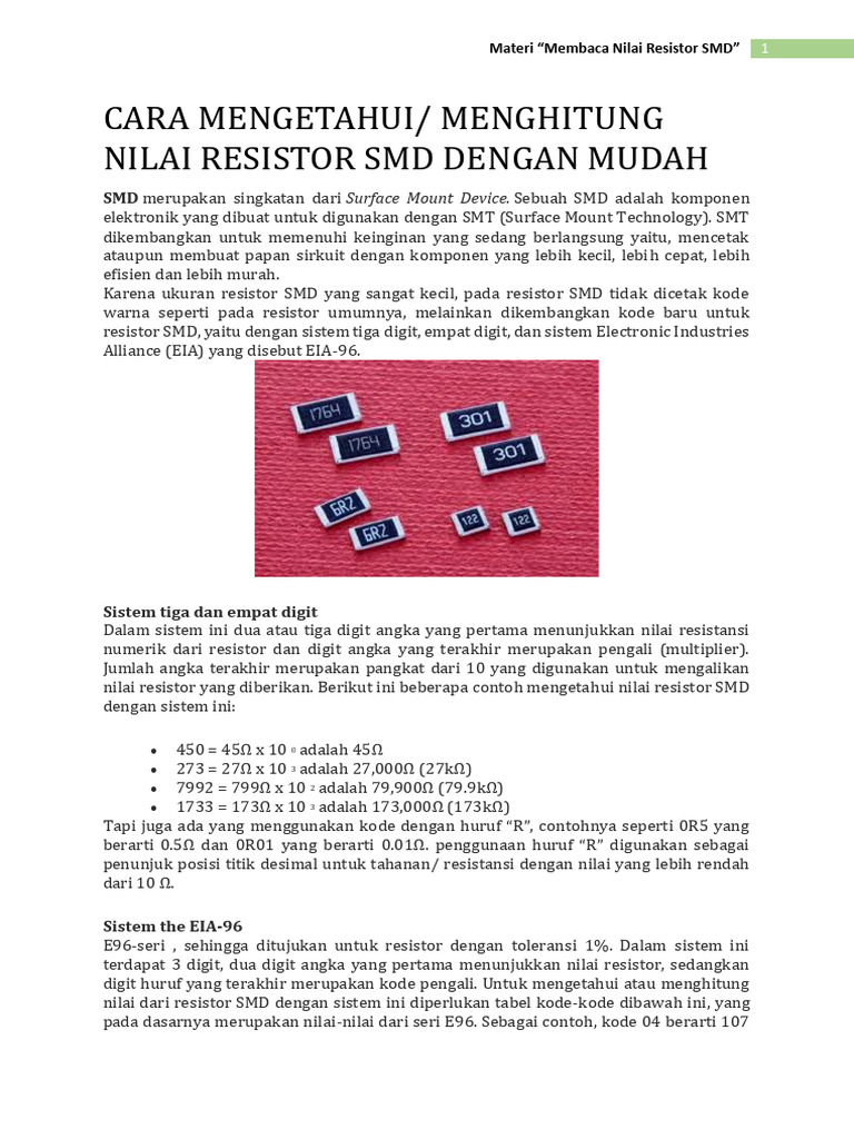 CARA MENGETAHUI Resistor SMD | PDF