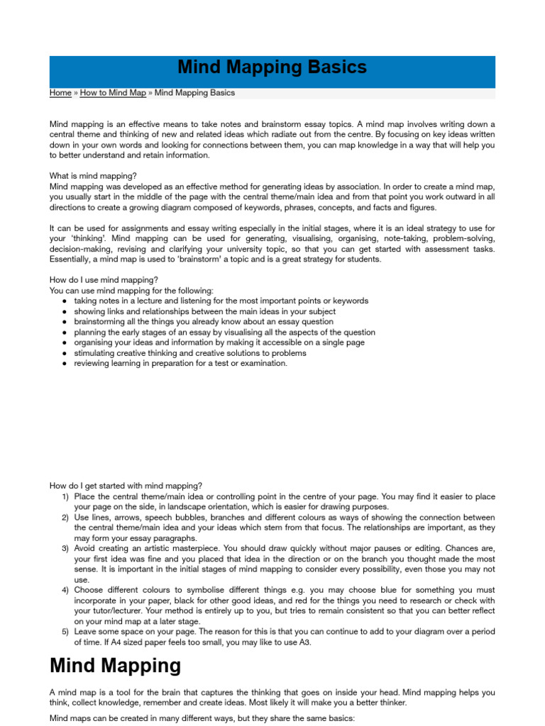 Mind Mapping Basics | PDF | Mind | Idea