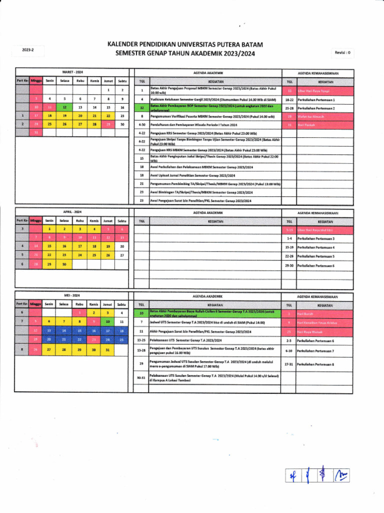 Kalender Akademik TA 20232024 Genap | PDF