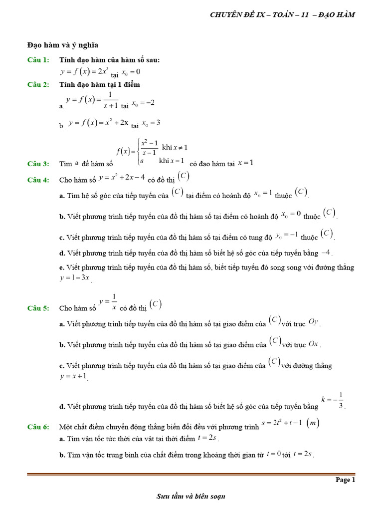 Dinh Nghia Va y Nghia Dao Ham - Tuluan - de | PDF