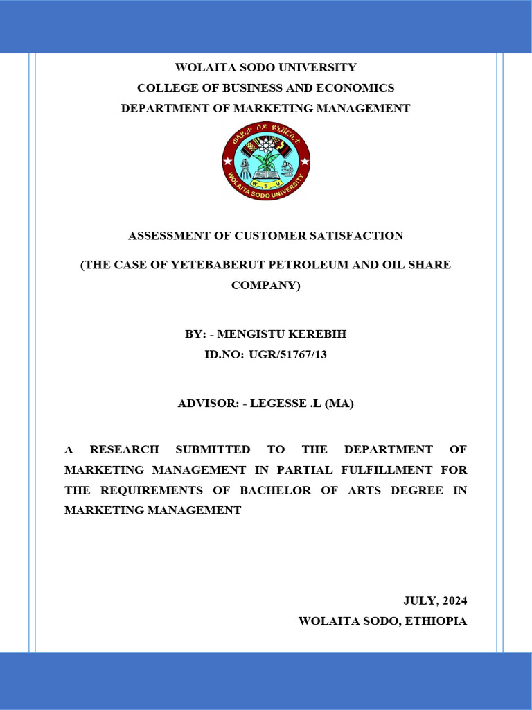 Mengistu Kerebh Research | PDF | Quality (Business) | Customer Satisfaction