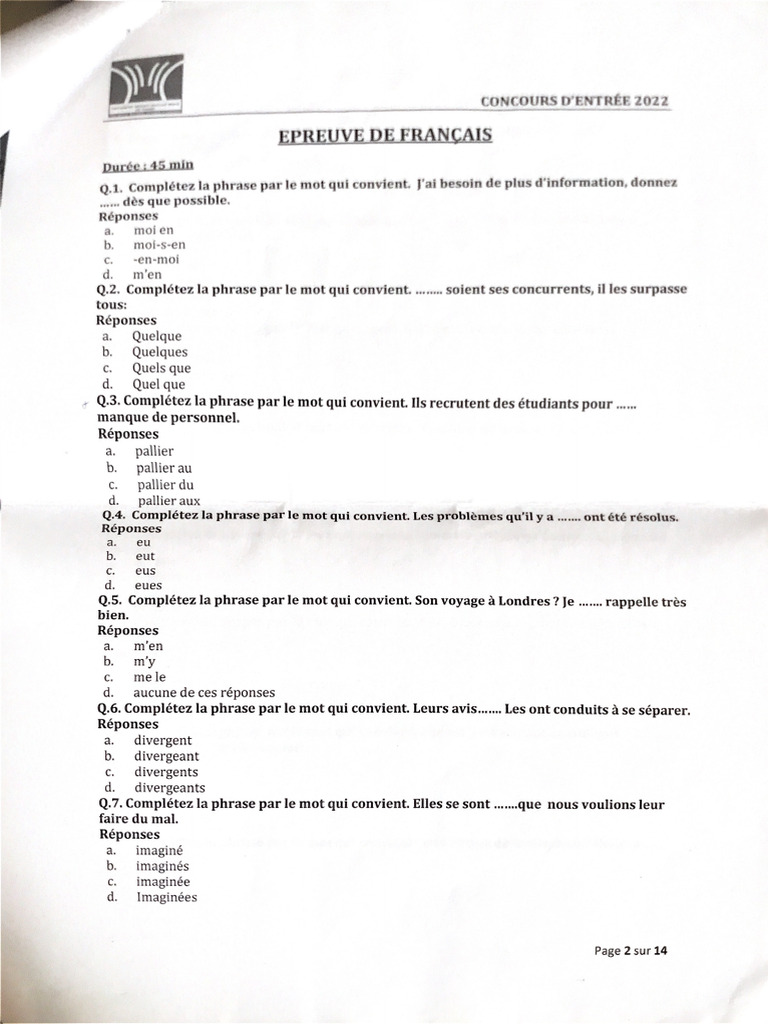 Épreuve Français | PDF