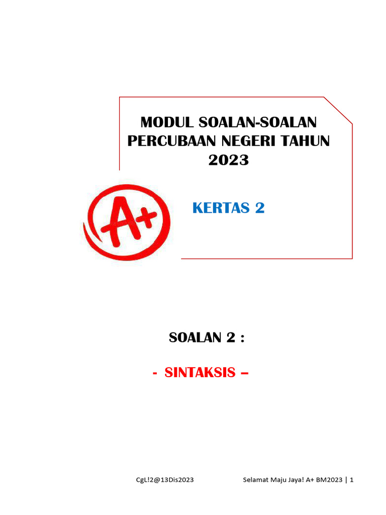Modul Percubaan Soalan 2 Sintaksis | PDF