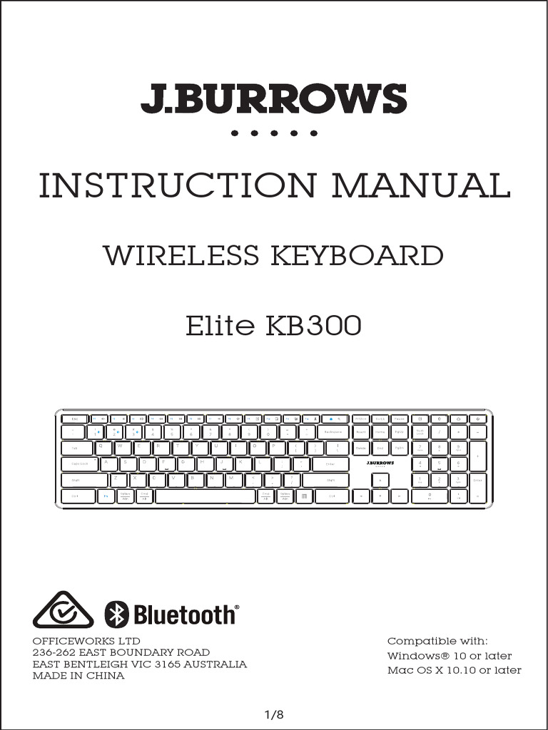 Elite KB300 Wireless Keyboard Manual | PDF | Bluetooth | Computer Keyboard