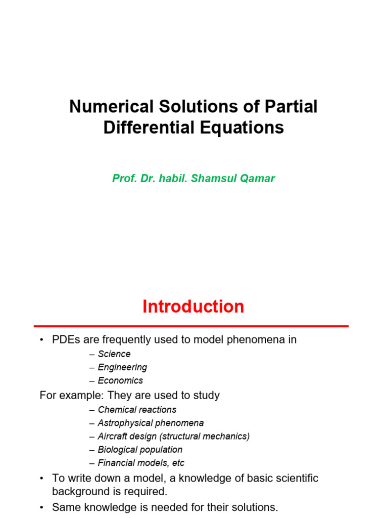 Lecture 1&2 | PDF | Partial Differential Equation | Numerical Analysis