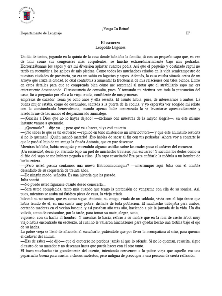 El Escuerzo Leopoldo Lugones | PDF