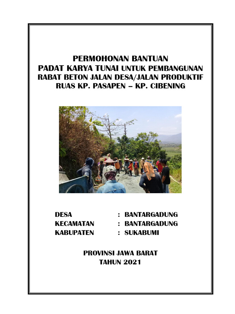 Proposal PKT Utk Rabat Beton Jalan Desa TH 2021 | PDF