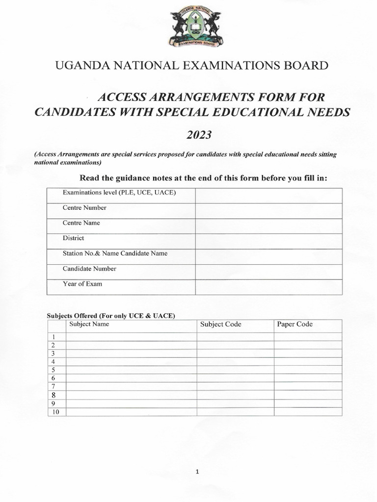 Access Arrangement Form for Sne Candidates | PDF