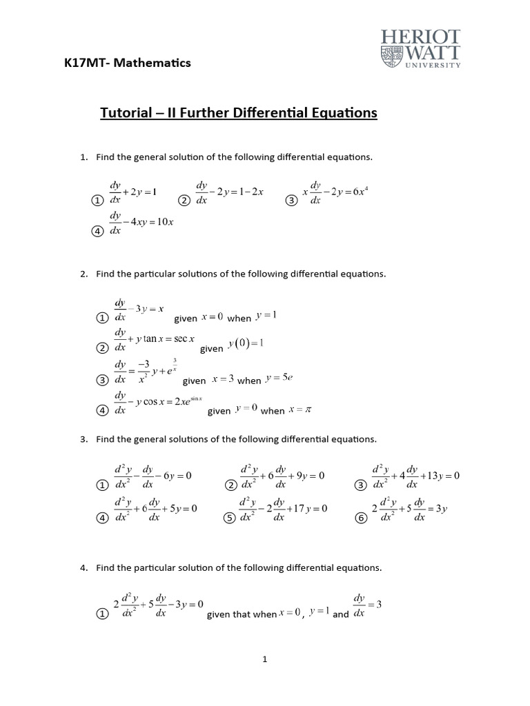 Differential+Equations Tutorial+II | PDF