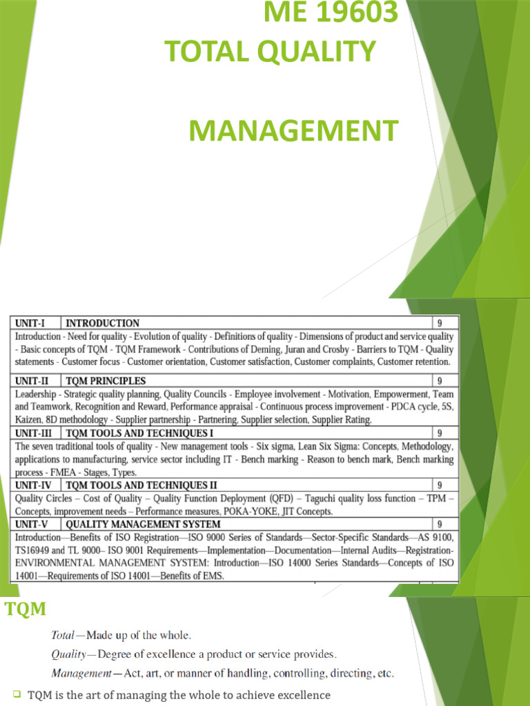 TQM Unit - 1 - Updated | PDF | Business