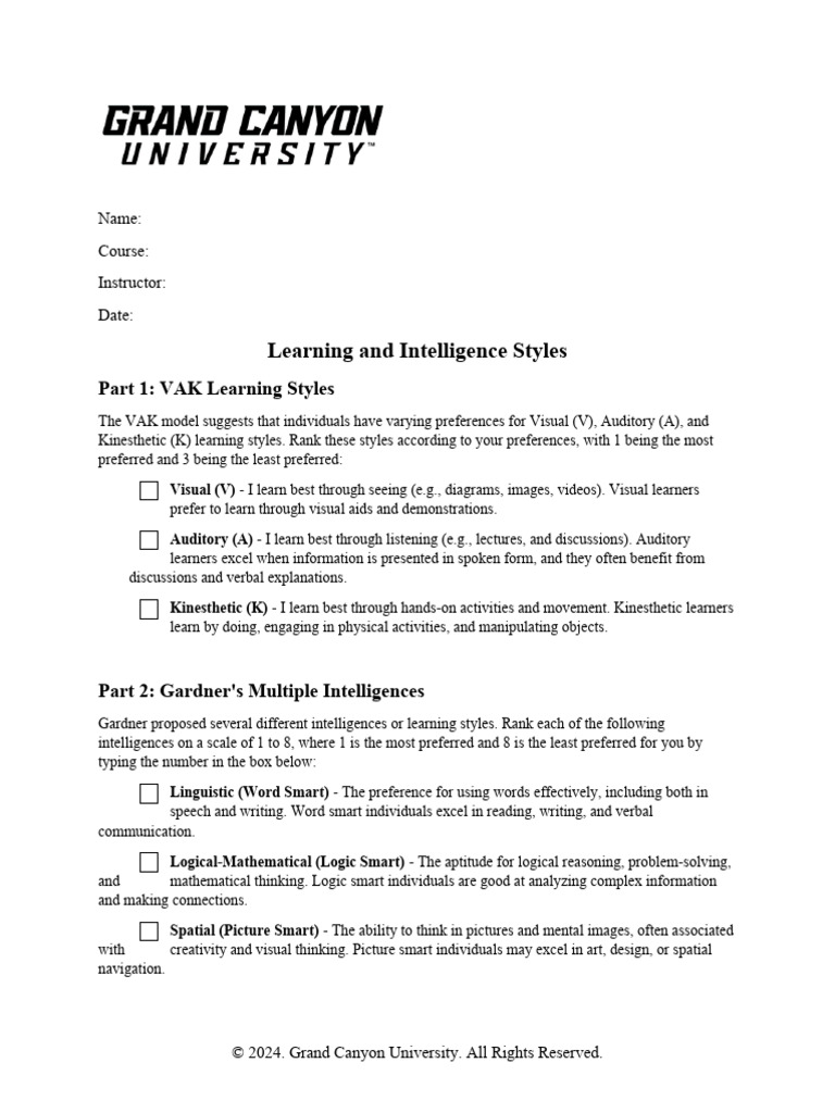 VAK and Gardner's Learning Styles Analysis | PDF | Learning Styles ...