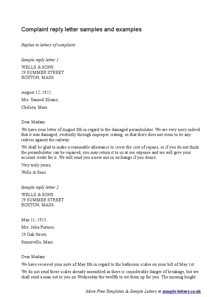 Complaint Reply Letter Samples and Examples | PDF | Violence