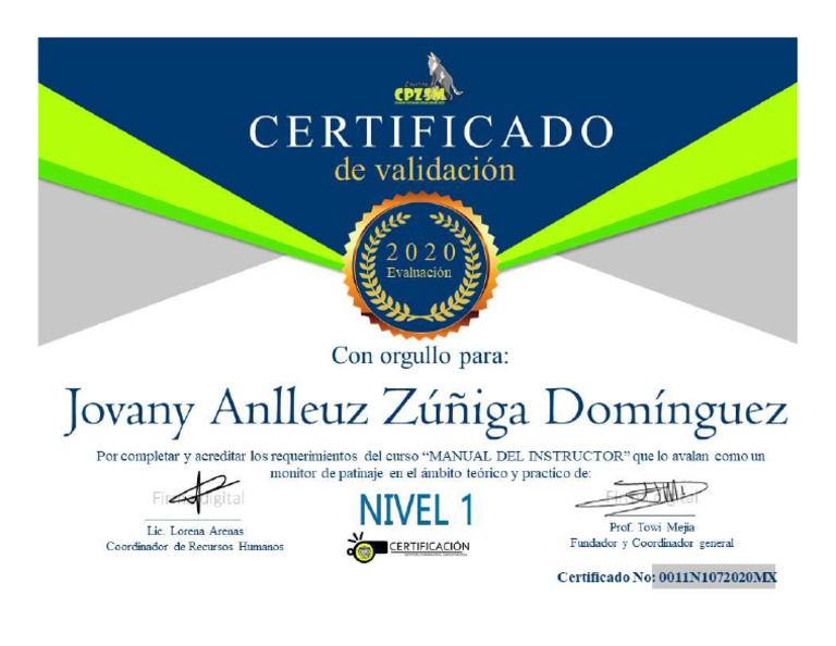 CERTIFICADO N1 - JAZD | PDF