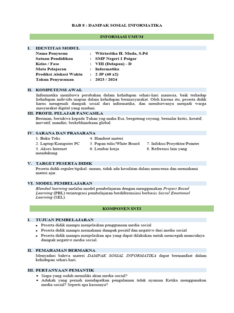 Modul Ajar Bab 8 | PDF