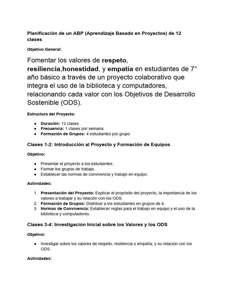 Planificación de Un ABP Segundo Ciclo | PDF | Evaluación | Cognición