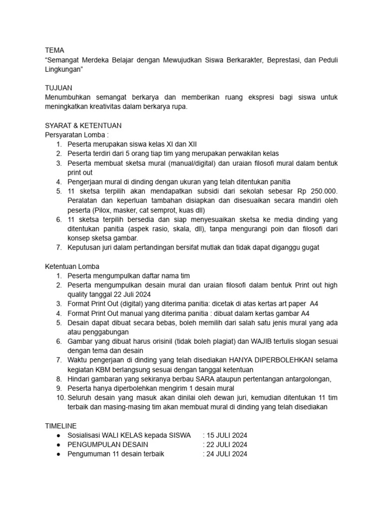 Lomba Sketsa Mural Siswa 2024 | PDF | Ilmu Sosial