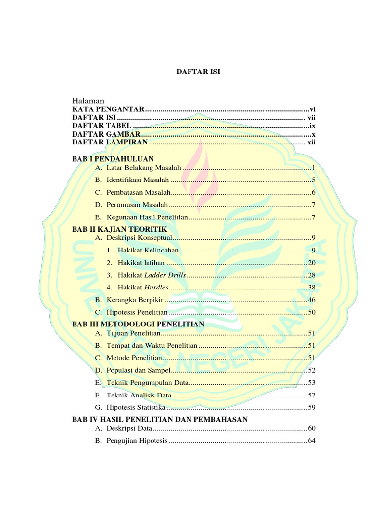 Daftar Isi, Tabel, Gambar, Lampiran Fix | PDF