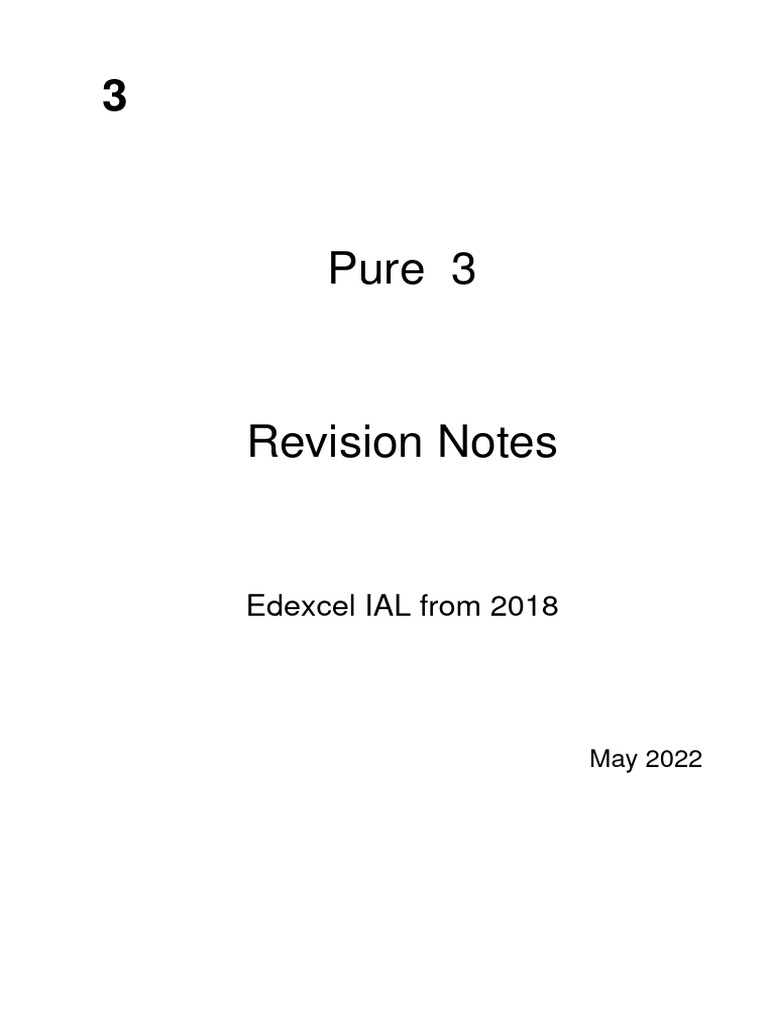 Pure 3 Revision Notes May 2022 SDB | PDF | Trigonometric Functions ...