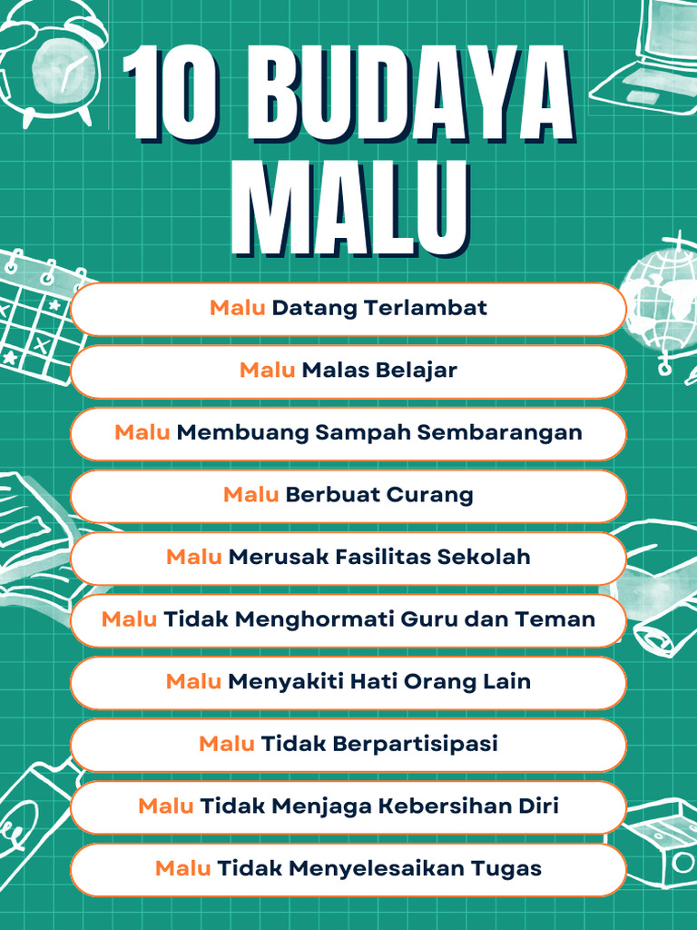 Hijau Poster 10 Budaya Malu Siswa | PDF