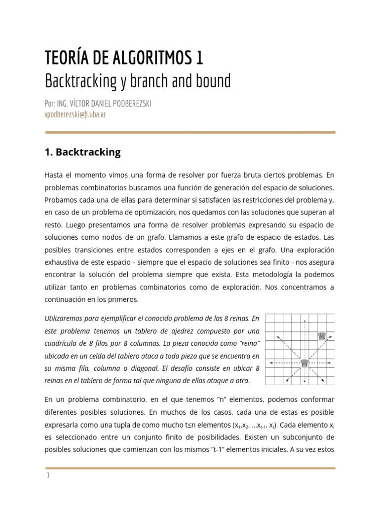 Apunte TDA - Backtracking y Branch and Bound | PDF | Programación ...