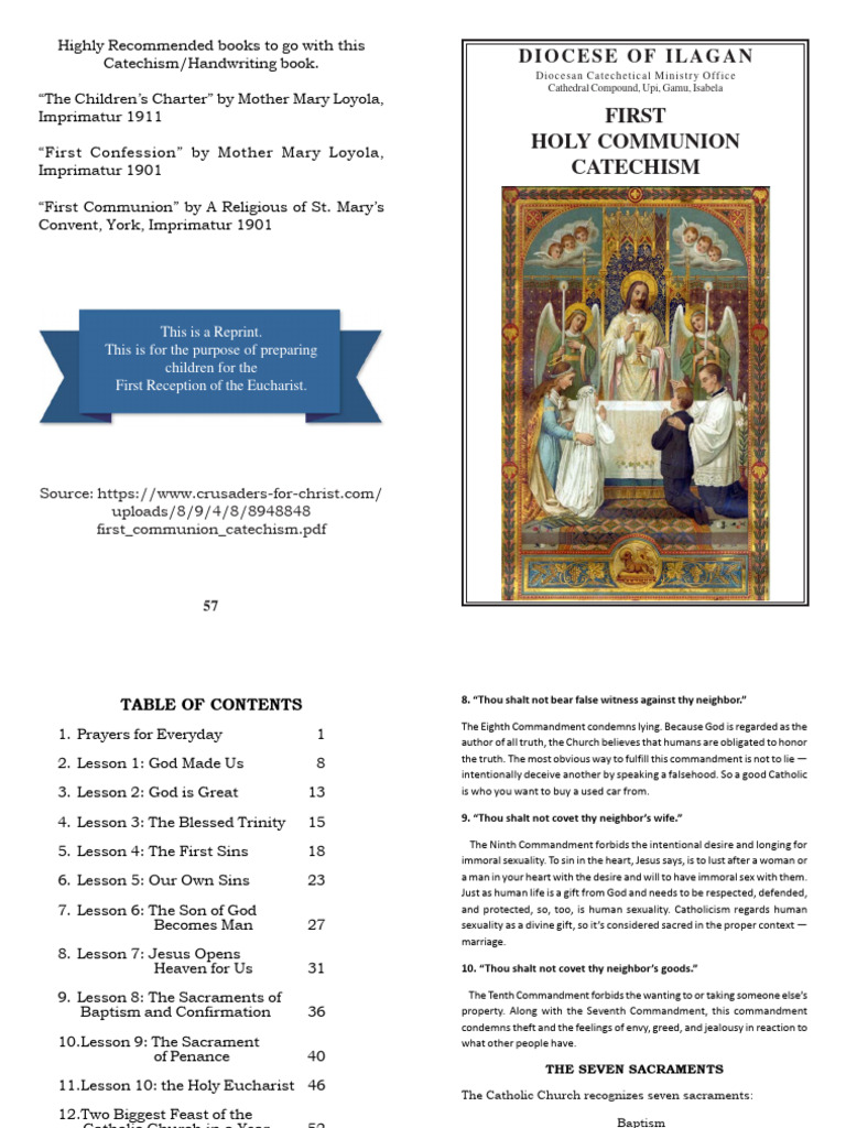 First Holy Communion Catechesis Booklet Final | PDF | Eucharist | Penance