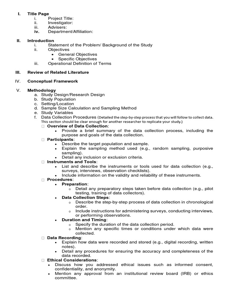 Research Protocol Template by DR James Javier | PDF | Sampling (Statistics) | Data