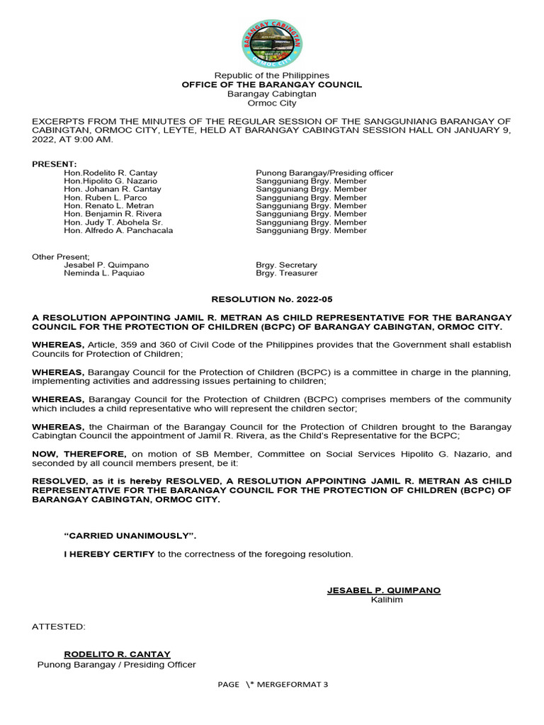 Resolution 57 - BCPC Child Representative 2022 | PDF | Government