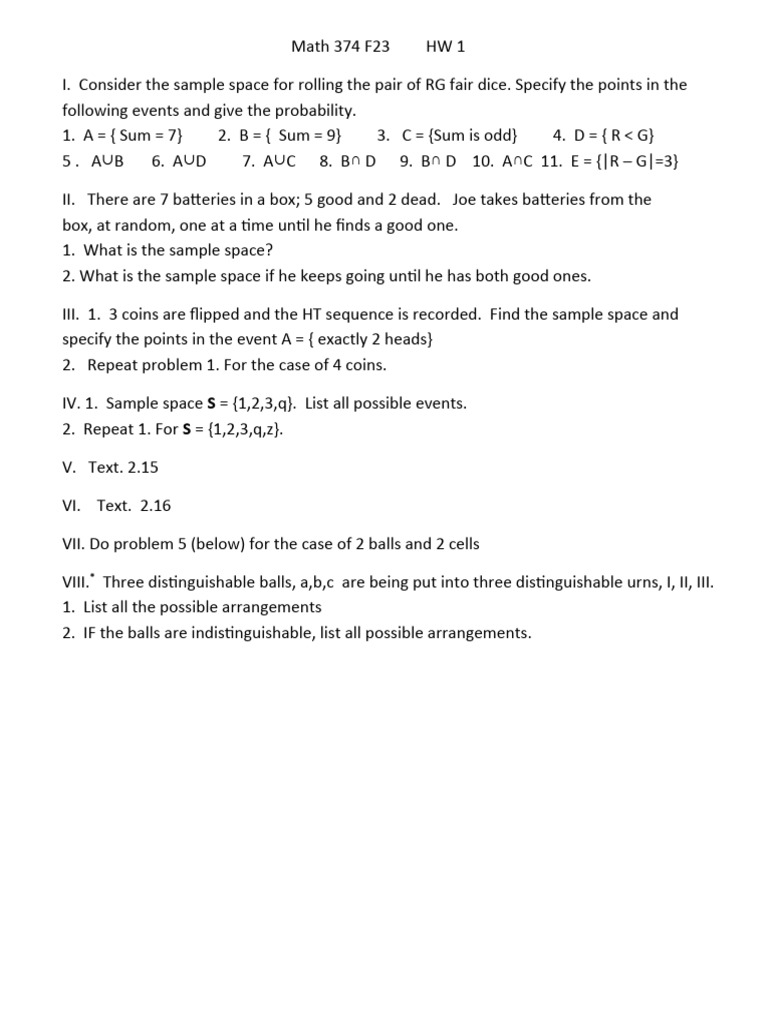 Math-374 23HW1 | PDF