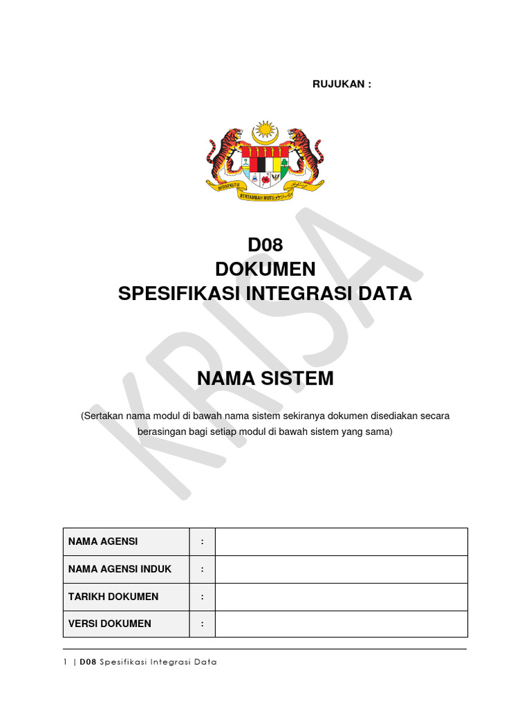 D08 Dokumen Spesifikasi Integrasi Data | PDF