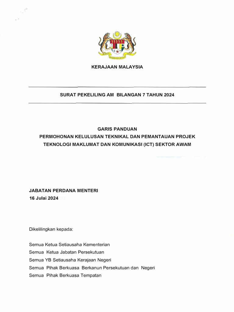 Surat Pekeliling Am Bilangan 7 Tahun 2024 | PDF
