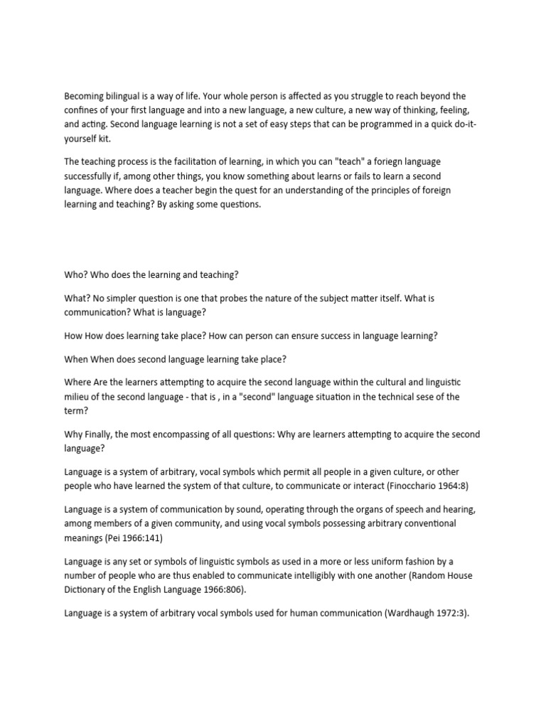 Understanding Second Language Learning | PDF | Learning | Multilingualism