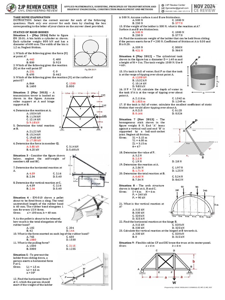 Take Home Exam - Statics of Rigid Bodies | PDF | Friction | Force