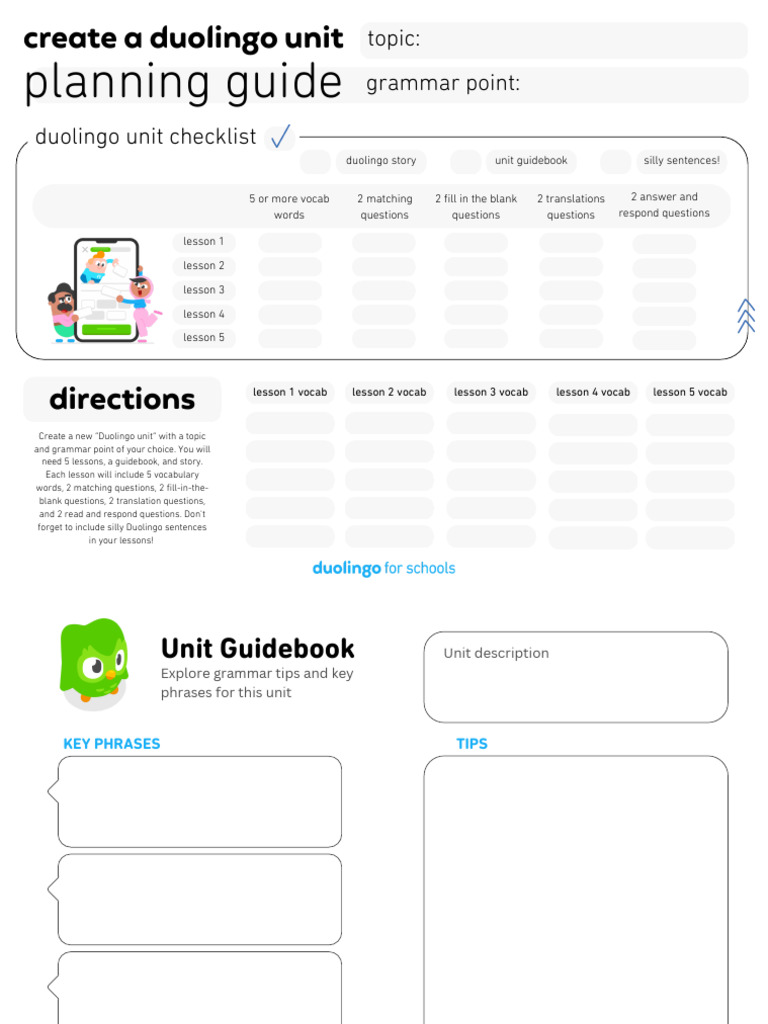 Duolingo Project Create Your Own Duolingo Unit | PDF | Career & Growth ...