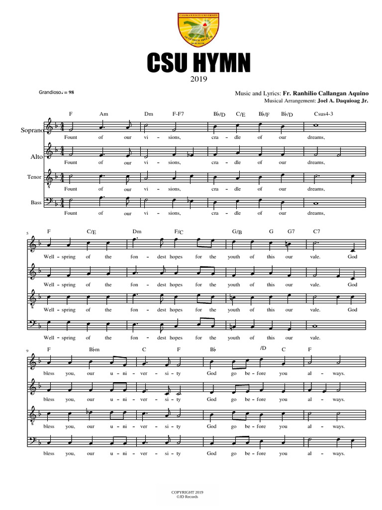 CSU-HYMN-SATB | Download Free PDF | Vocal Music | Elements Of Music