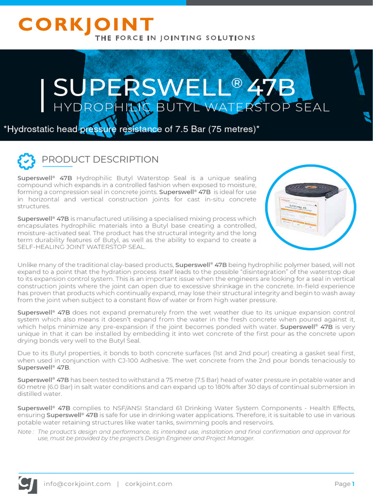 Superswell 47B Brochure 25mm X 19mm - High Compressed | PDF | Concrete ...