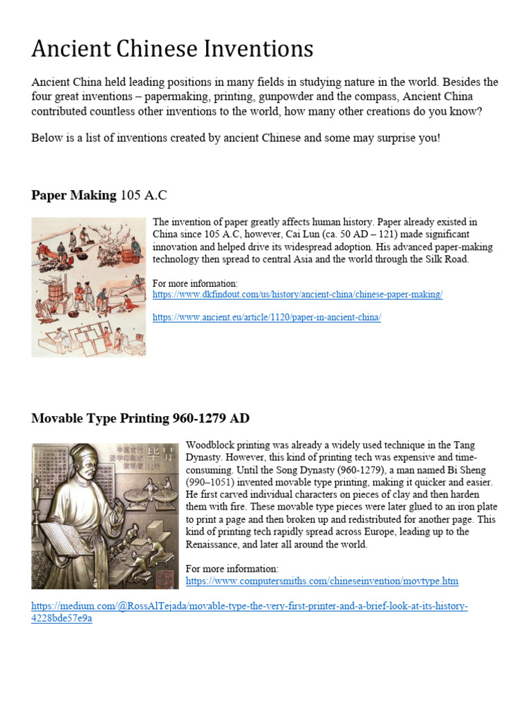 List of Chinese Inventions | PDF | China | World Politics