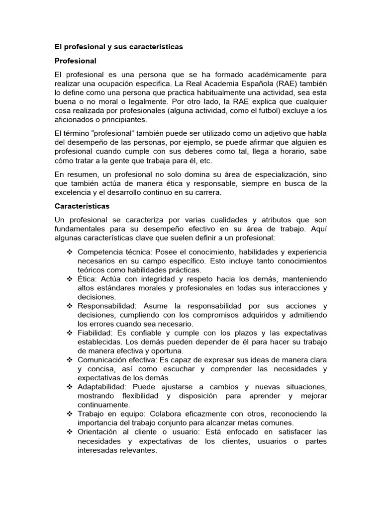 El Profesional y Sus Características | PDF | Conocimiento | Ciencias ...