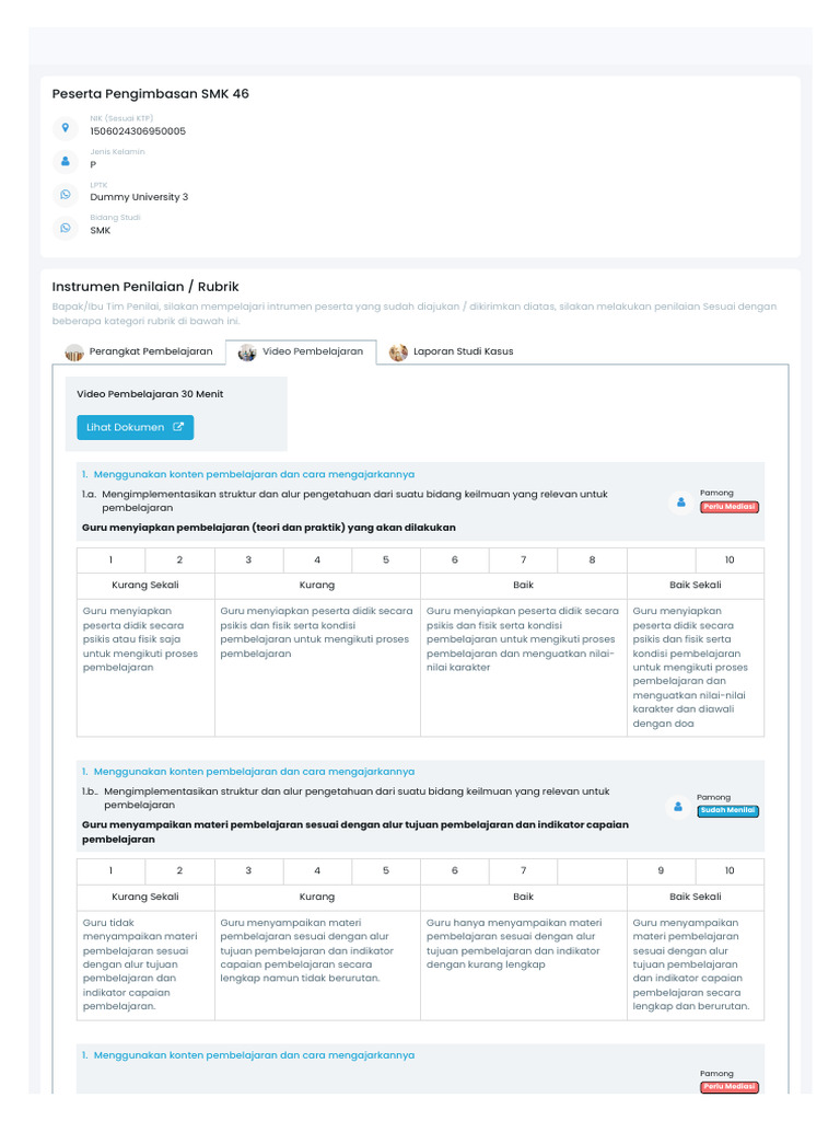 Ceklis - PP - Manajemen Uji Kinerja PPG Kemdikbudristek | PDF