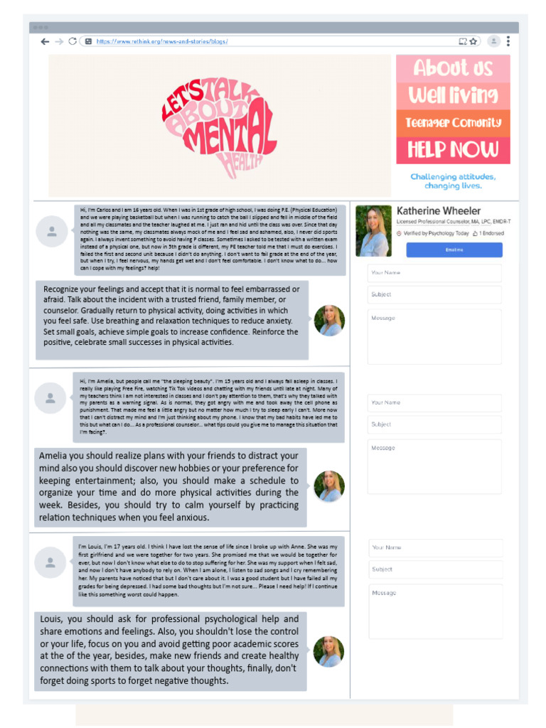 Mental Health Blog - English - Keira Alva 5th H | PDF | Physical ...